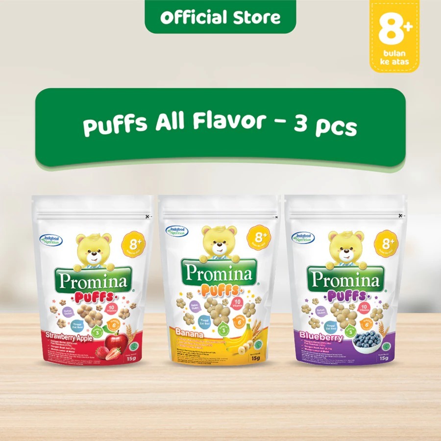 Jual Promina Puffs Pisang Blueberry Strawberry Apple 15G | Shopee Indonesia