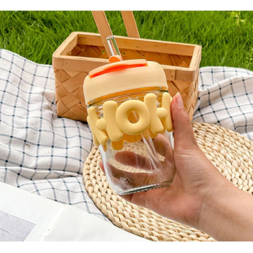 Jual HOHO Tumblr Gelas Minum Kaca Tumbler Kaca Aesthetic Cup Kaca ...