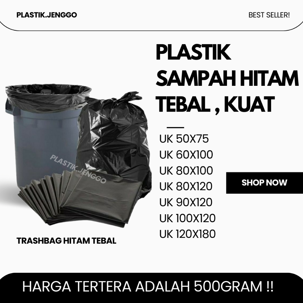 Jual Kantong Plastik Sampah hitam TEBAL Berkualitas ukuran 60x100 | 80x120 | 90x120 | Shopee ...
