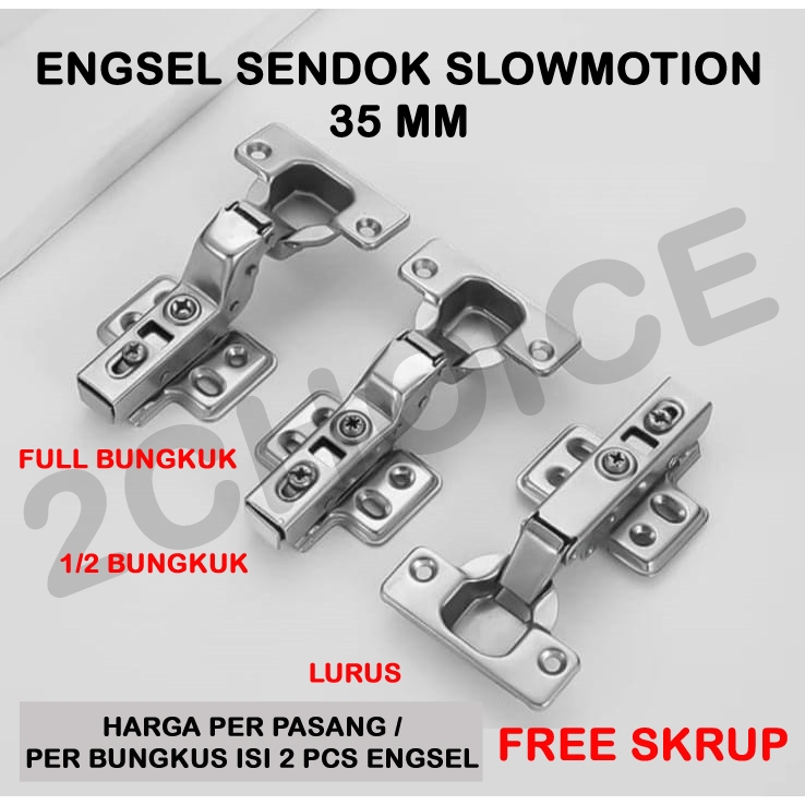 Jual (1 pasang) Engsel lemari slow motion engsel sendok Soft Close Clip ...