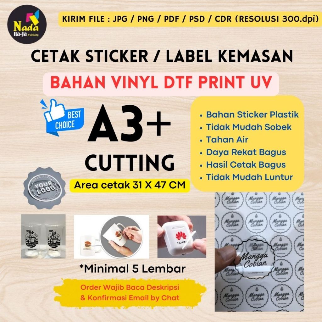 Jual Cetak Sticker VINYL Transparant + Cutting | STICKER Label Kemasan ...