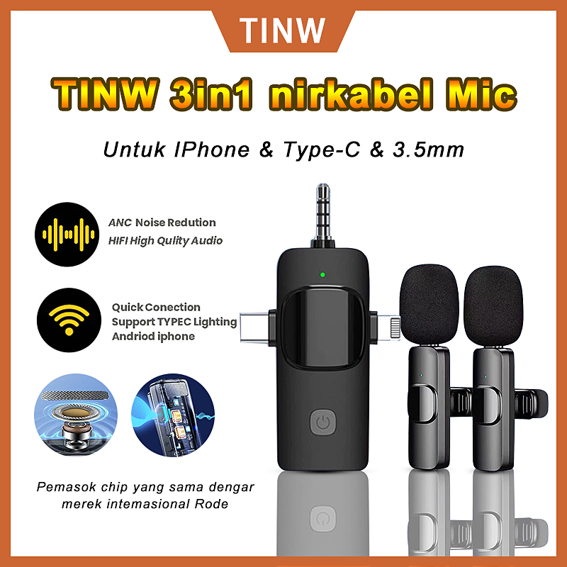 Jual TINW 3 In1 MIC Mikrofon Untuk IPhone & Type-C & 3.5mm Dengan ...
