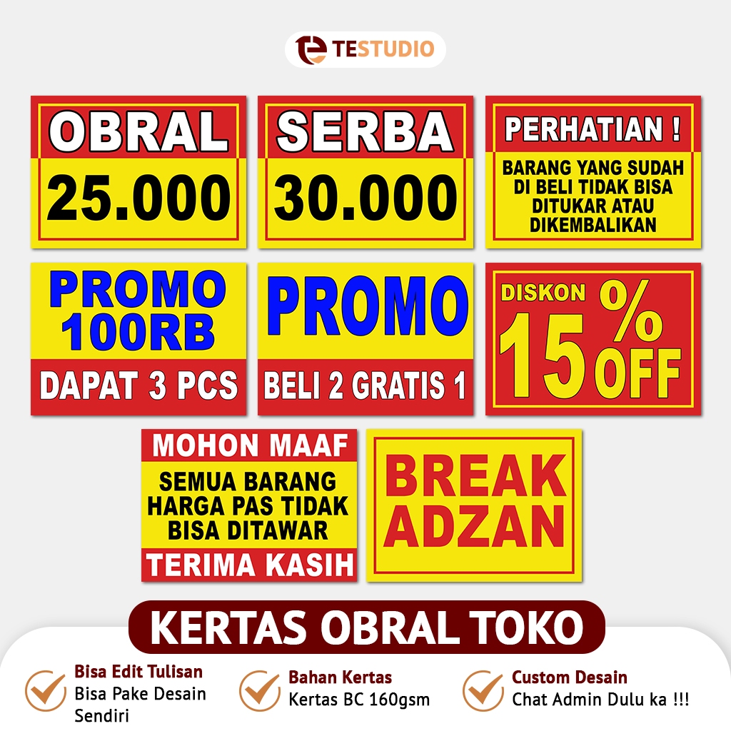 Jual Kertas Harga Bandrol / Name Tag Harga Jualan / Kertas Obral Harga ...