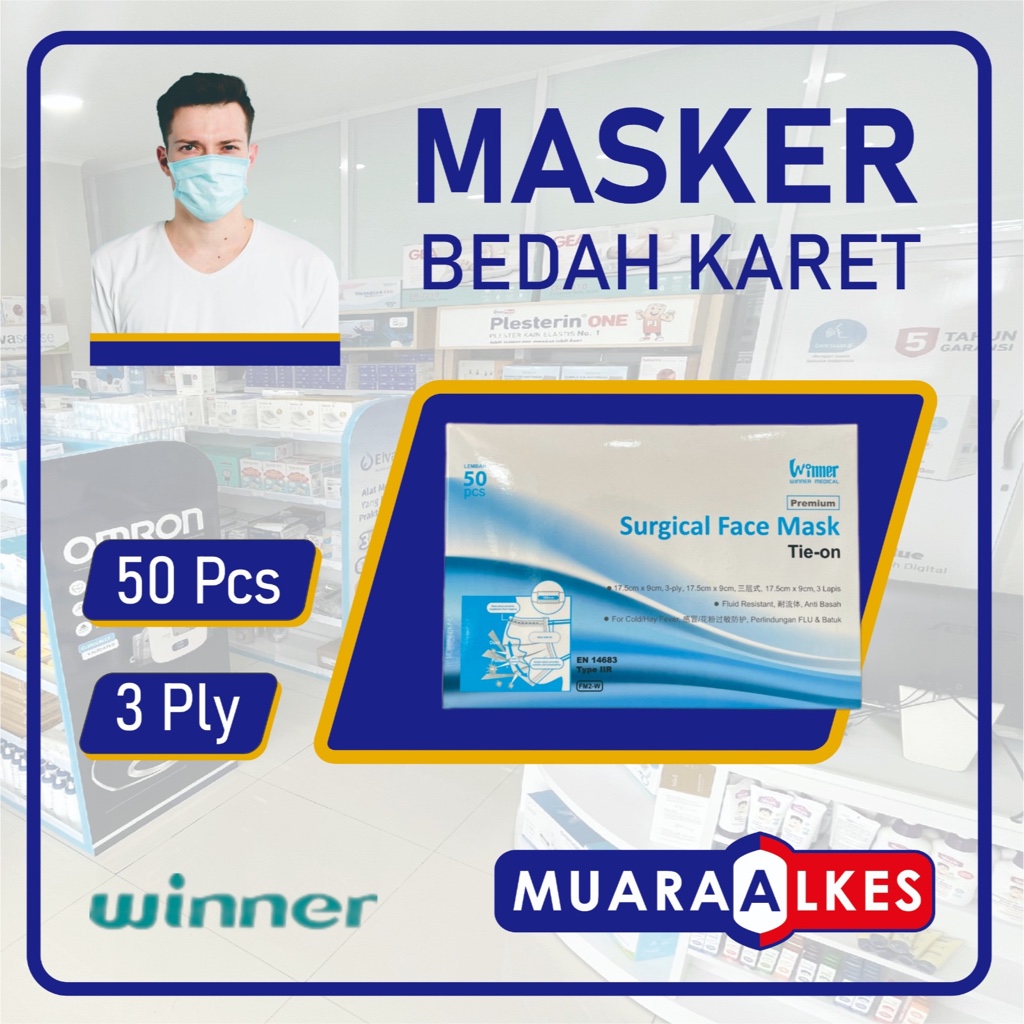 Jual Masker Medis Tali Winner | Masker Bedah Tie On | Surgical Face ...