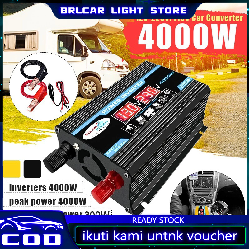 Jual 4000W Mobil Inverter 12V DC Ke 220V AC Power Converter LED Display ...