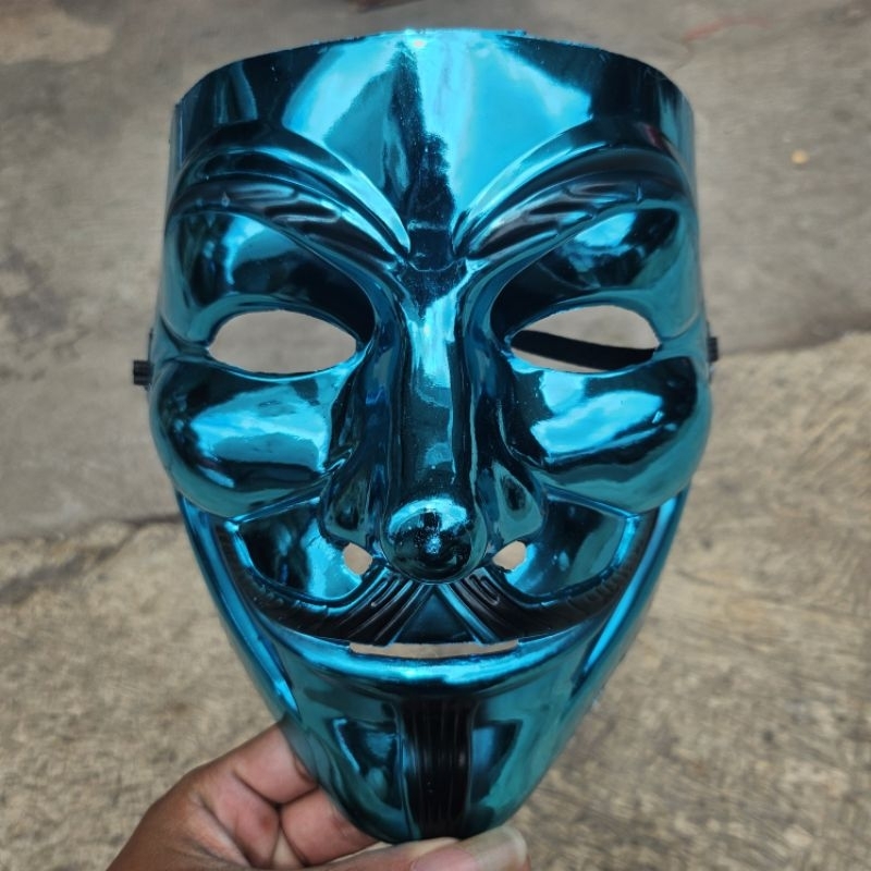 Jual topeng anonymous blue gold silver limited edition / topeng ...
