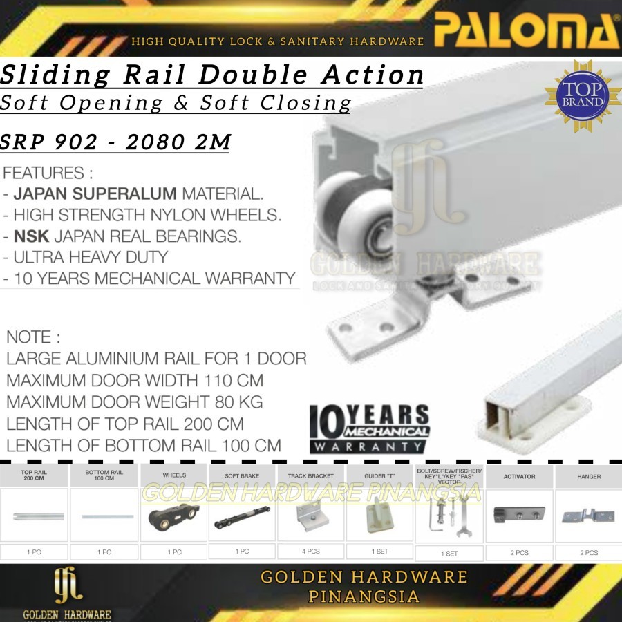 Jual REL SLIDING RAIL PINTU GESER 200CM 2 METER SOFT OPEN CLOSE PALOMA ...