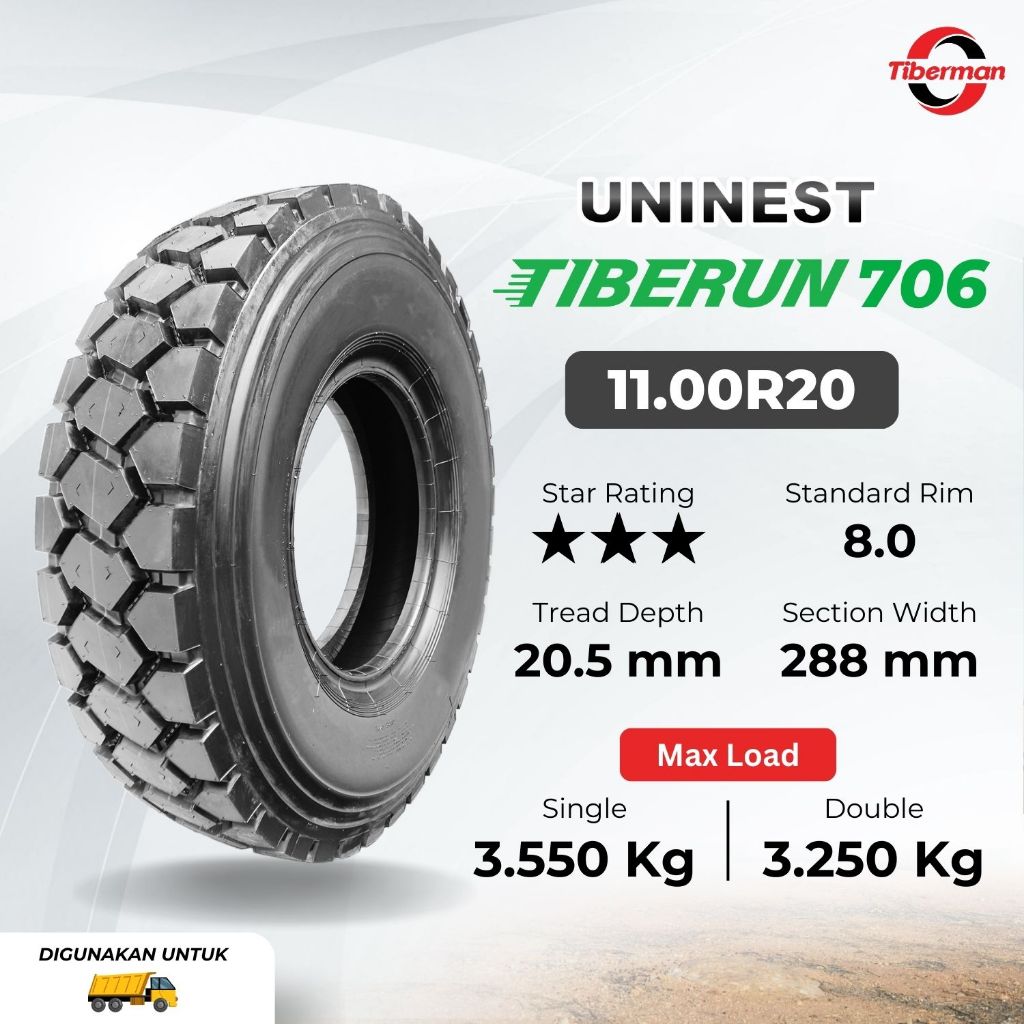 Jual Ban Truk Uninest 1100R20 18PR Tiberun 706 | Shopee Indonesia
