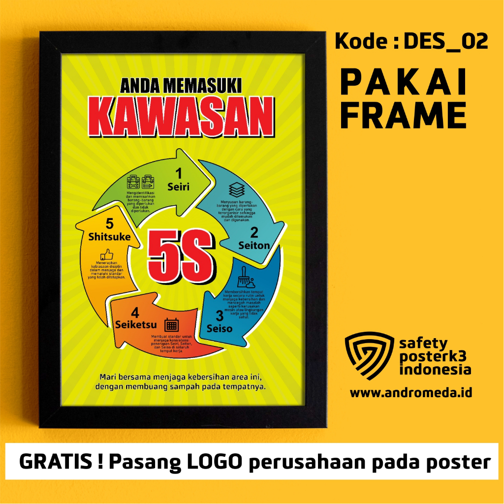 Jual Safety Poster K3: Anda Memasuki kawasan 5S Seiri Seiton Seiso ...