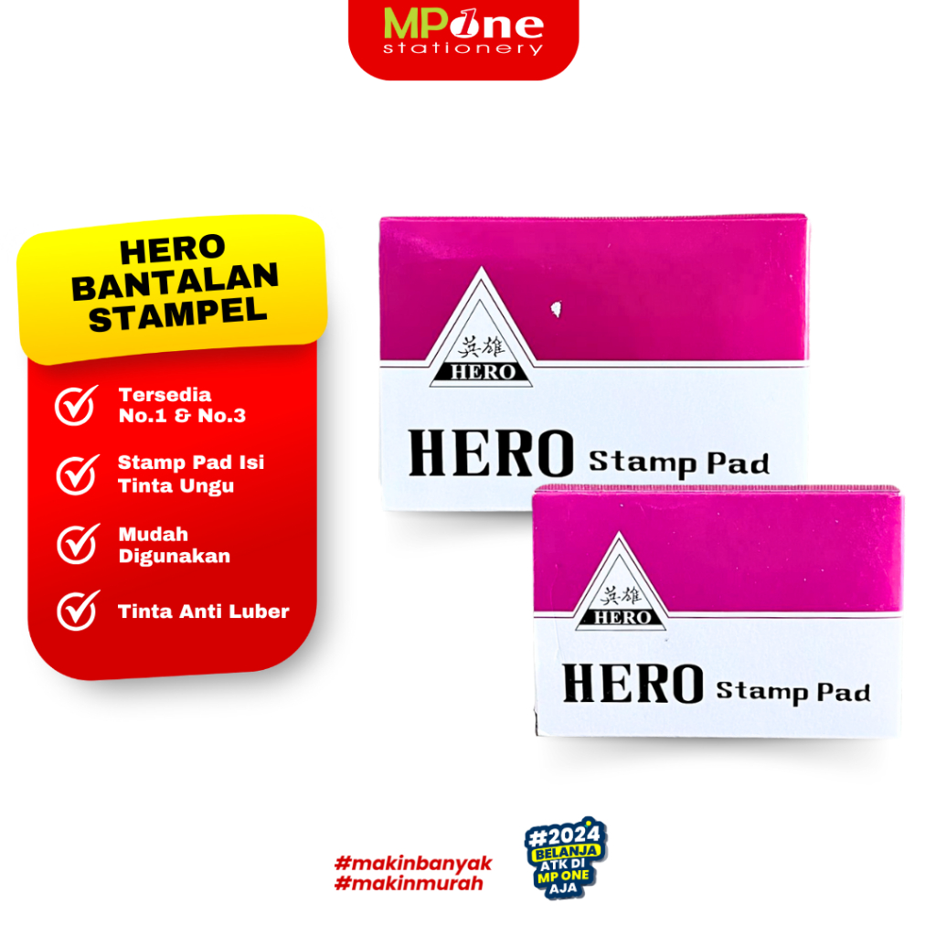 Jual Hero Bantalan Stampel Tinta Ungu Violet No.1 & No.3 / Bantalan Stamp Ukuran Besar/Kecil ...