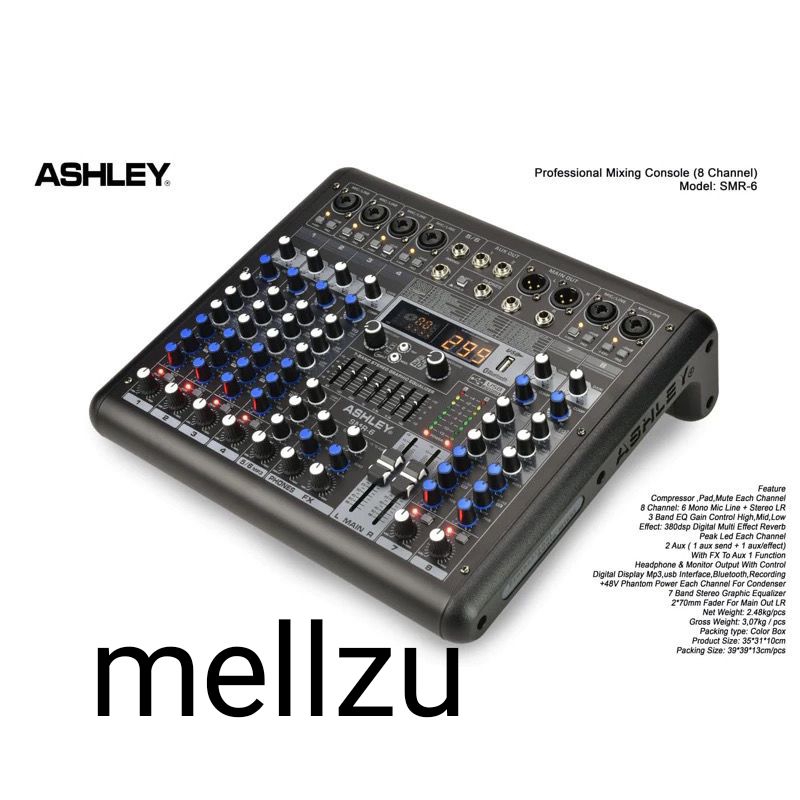 Jual Mixer Ashley SMR 6 Original Product 6 Channel Bluetooth | Shopee ...