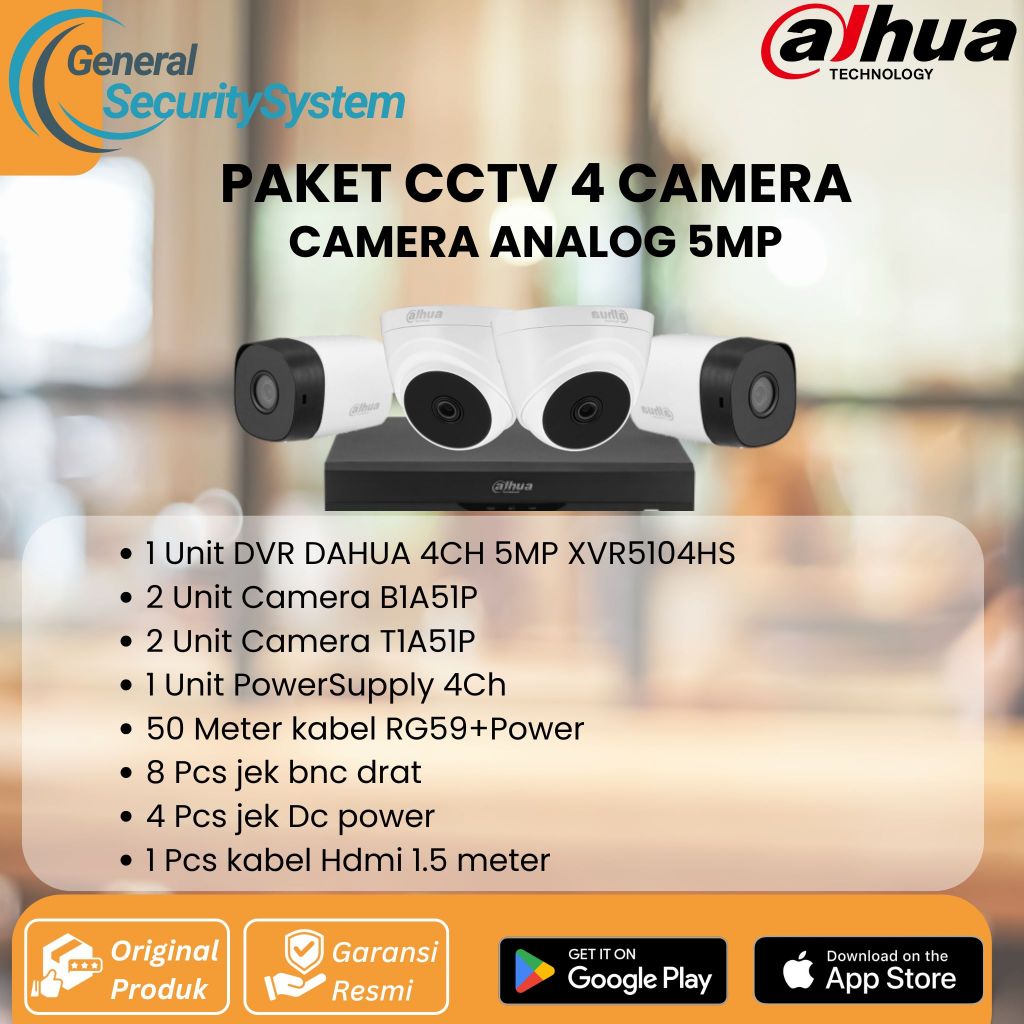 Jual Cctv Analog PAKET CCTV DAHUA 4CAMERA 5MP | Shopee Indonesia