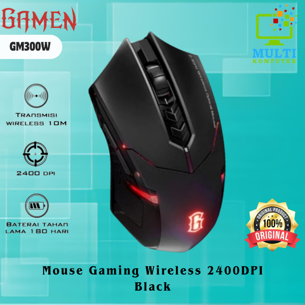 Jual Gamen Mouse Gaming Wireless GM300W 2400DPI Black Original | Shopee ...