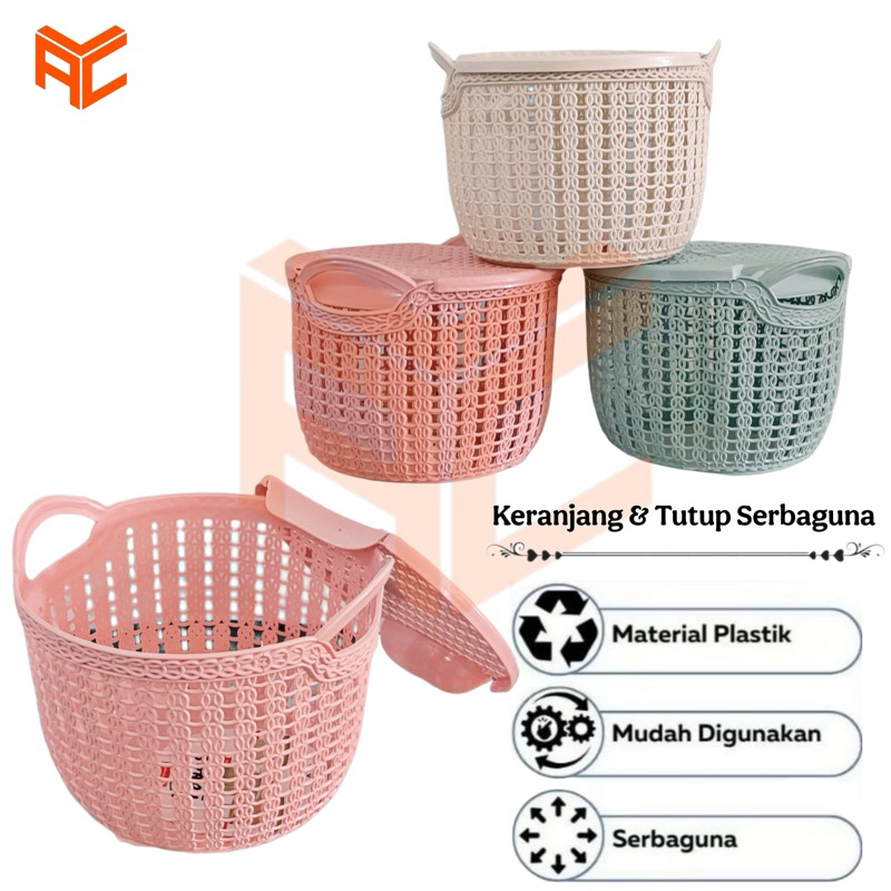 Jual [1 pcs] Topas Keranjang Bulat + Tutup / Tempat Parcel | Shopee ...