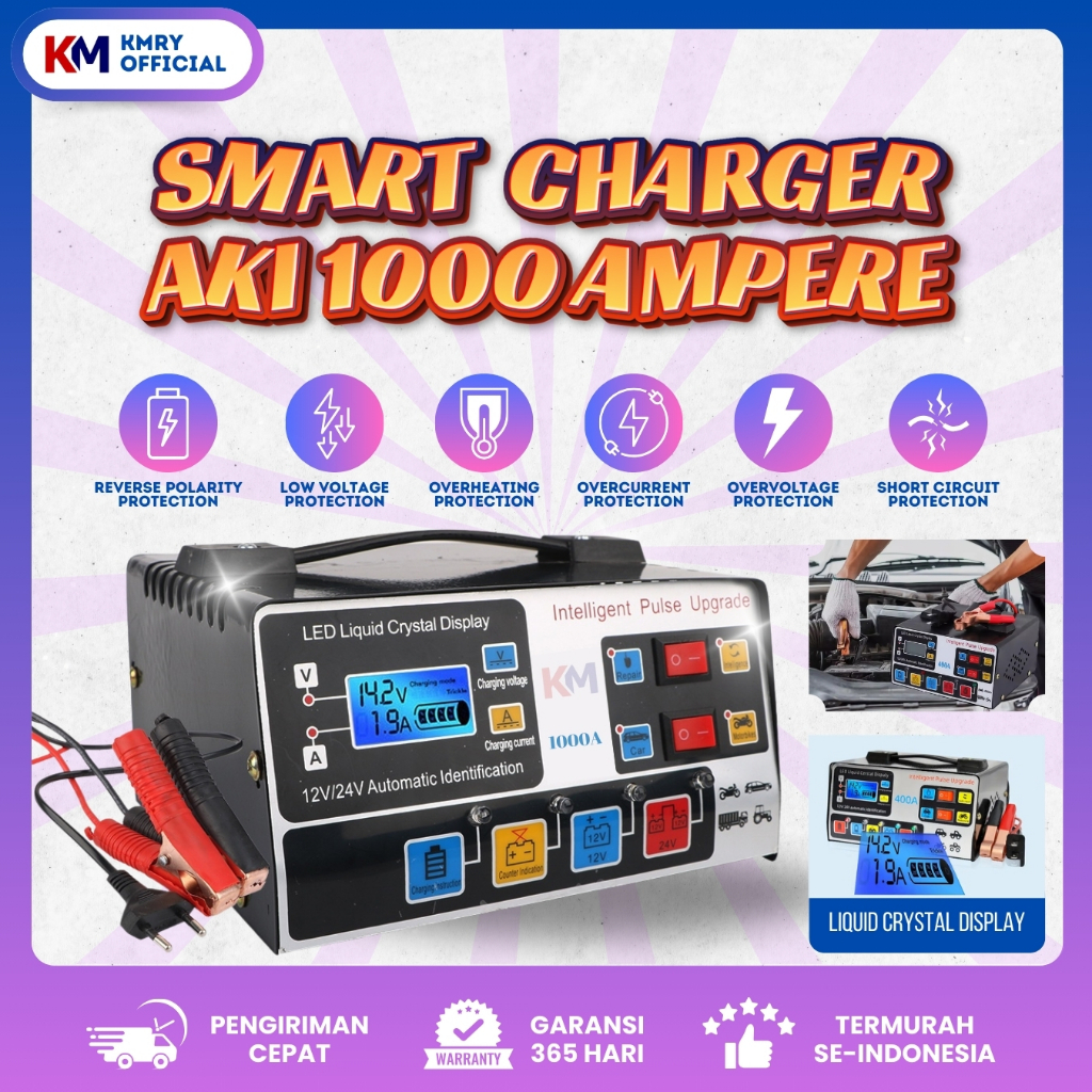 Jual KMRY Charger Aki Otomatis Smart Intelligent Auto Repair Mobil Truk ...