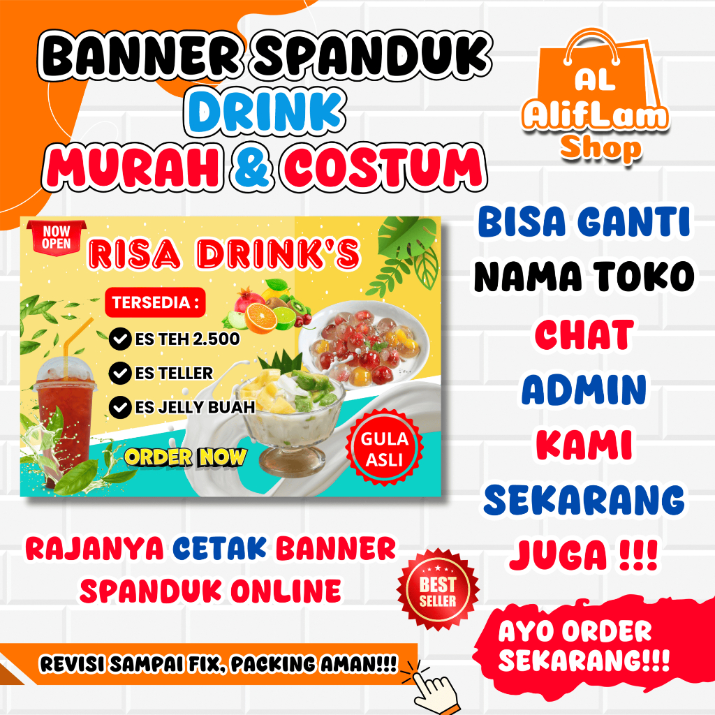 Jual CETAK BANNER SPANDUK DRINK | VERSI AS_45 | BISA REQUEST DESAIN ...