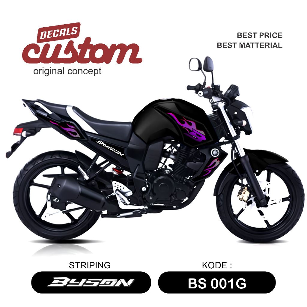 Jual stiker motor yamaha byson bison ungu striping motor byson 151 ...