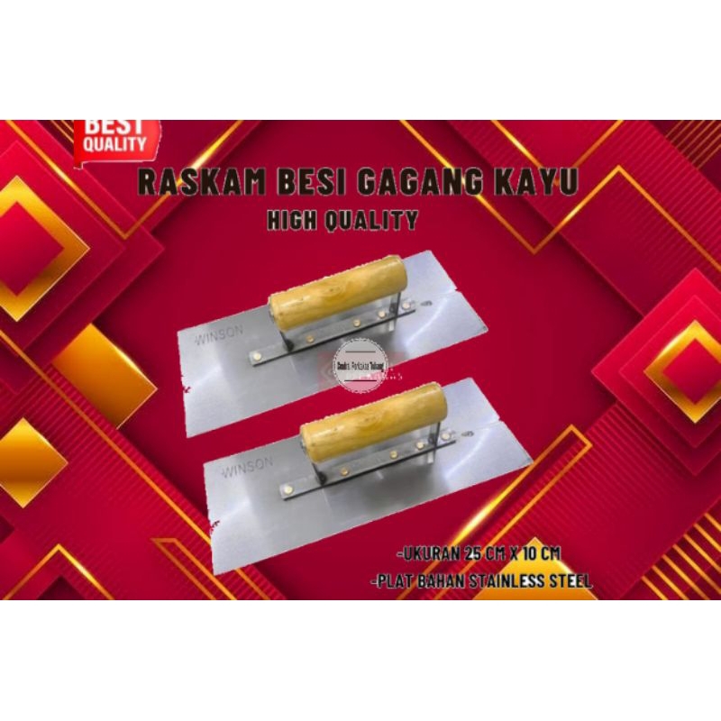 Jual Raskam plat baja karbon gagang kayu / acian semen gagang kayu ...