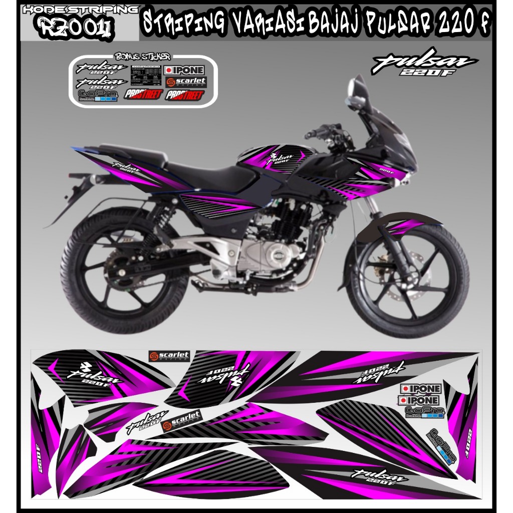 Jual stiker motor bajaj striping pulsar 220f decal pulsar bajaj india ...