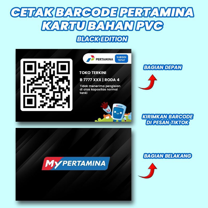 Jual Cetak Barcode Pertamina Bahan PVC Black Edition | Shopee Indonesia