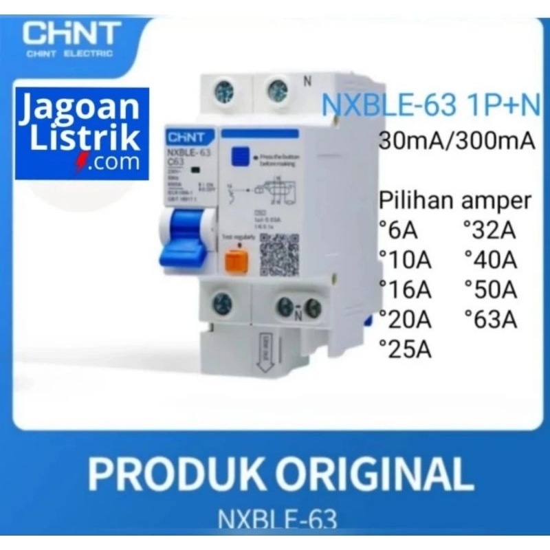 Jual RCCB / ELCB / RCBO CHINT NXBLE-63 1P+N 6kA30mA/300mA 6A 10A 16A 20A 25A 32A 40A 50A 63A ...