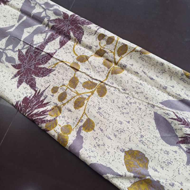 Jual ht kain batik abstrak daun modern batik krem lylac motif ecoprint ...