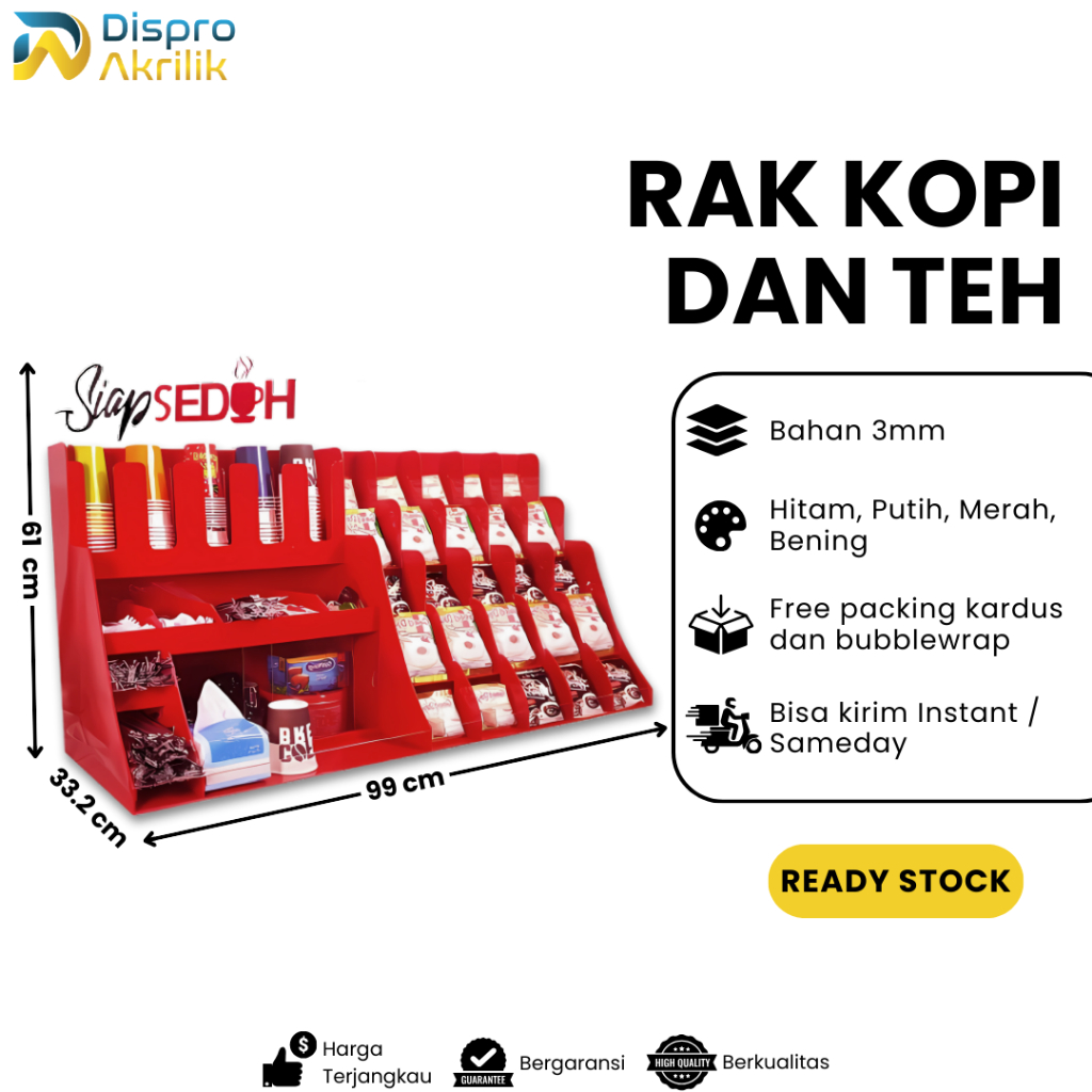 Jual Rak Kopi Akrilik Besar | Rak Kopi, Teh, Susu Sachet | Rak Cup Kopi ...