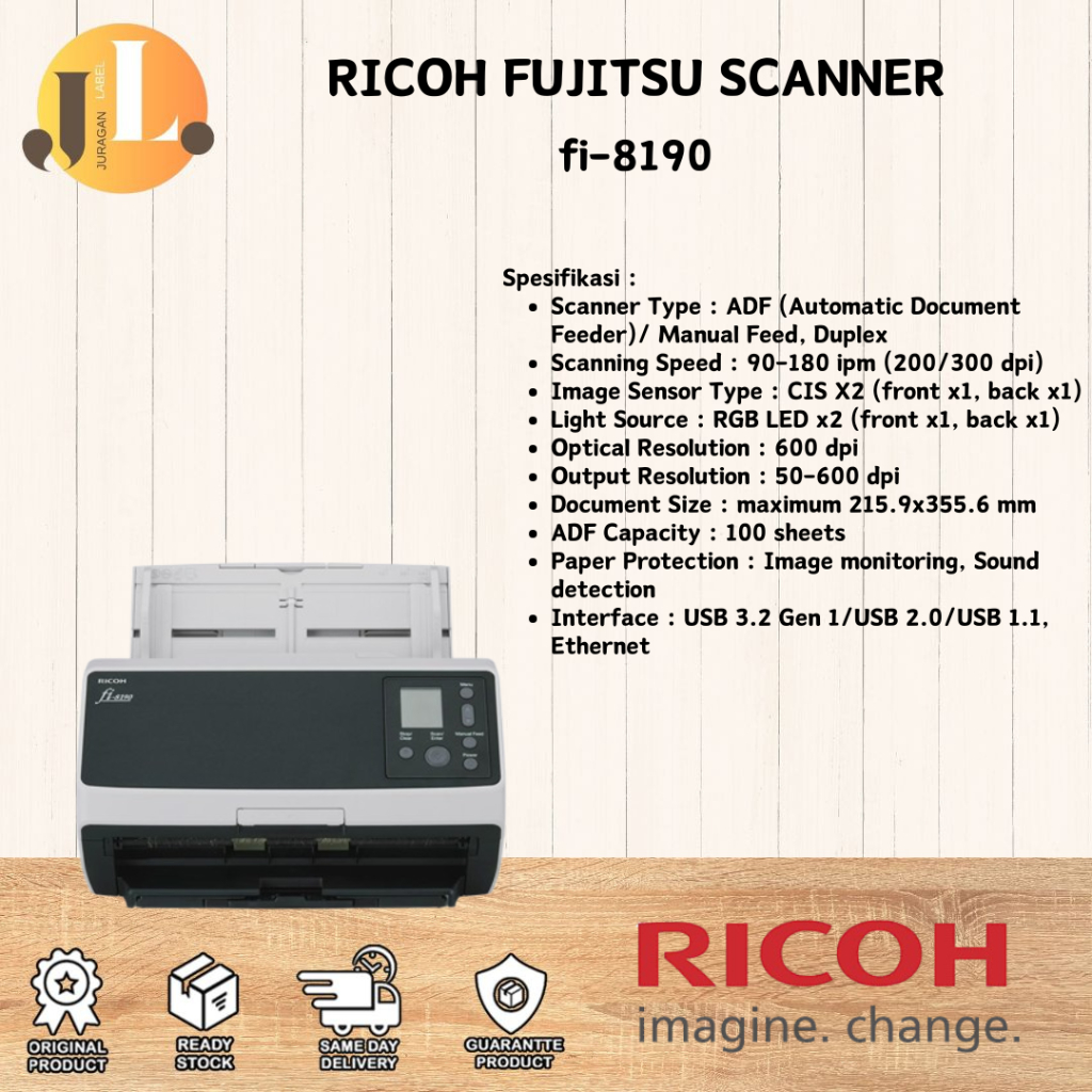 Jual Scanner Fujitsu fi-8190 A4 ADF Duplex + Network 90ppm Ricoh fi8190 | Shopee Indonesia