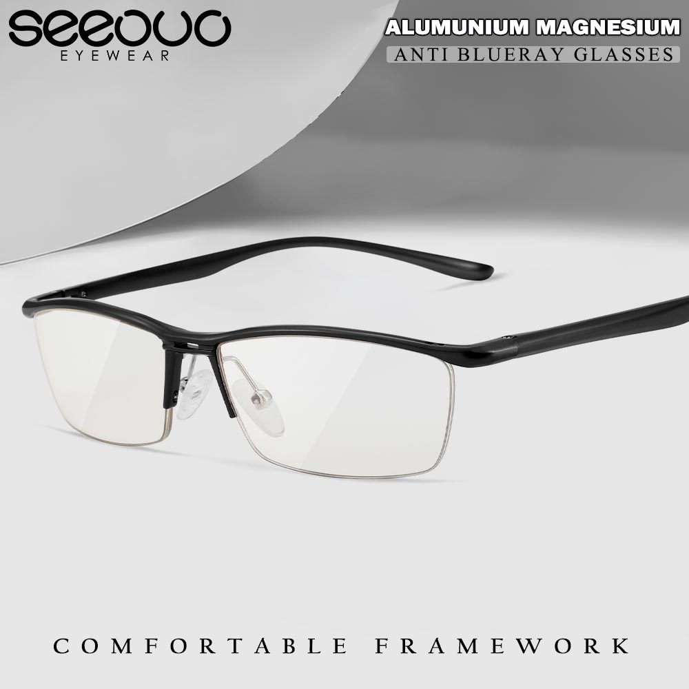 Jual Seeouo Frame Kacamata Antiradiasi Blueray Style Halfrim Kotak Business Style Bahan ...