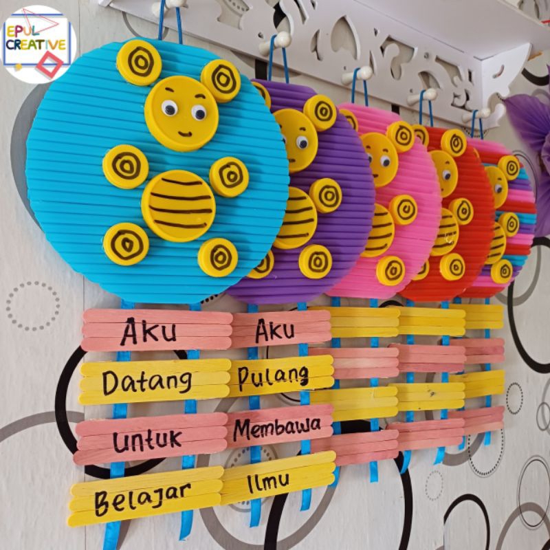 Jual prakarya hiasan dinding dari sedotan,tutup botol dan stik eskrim | Shopee Indonesia