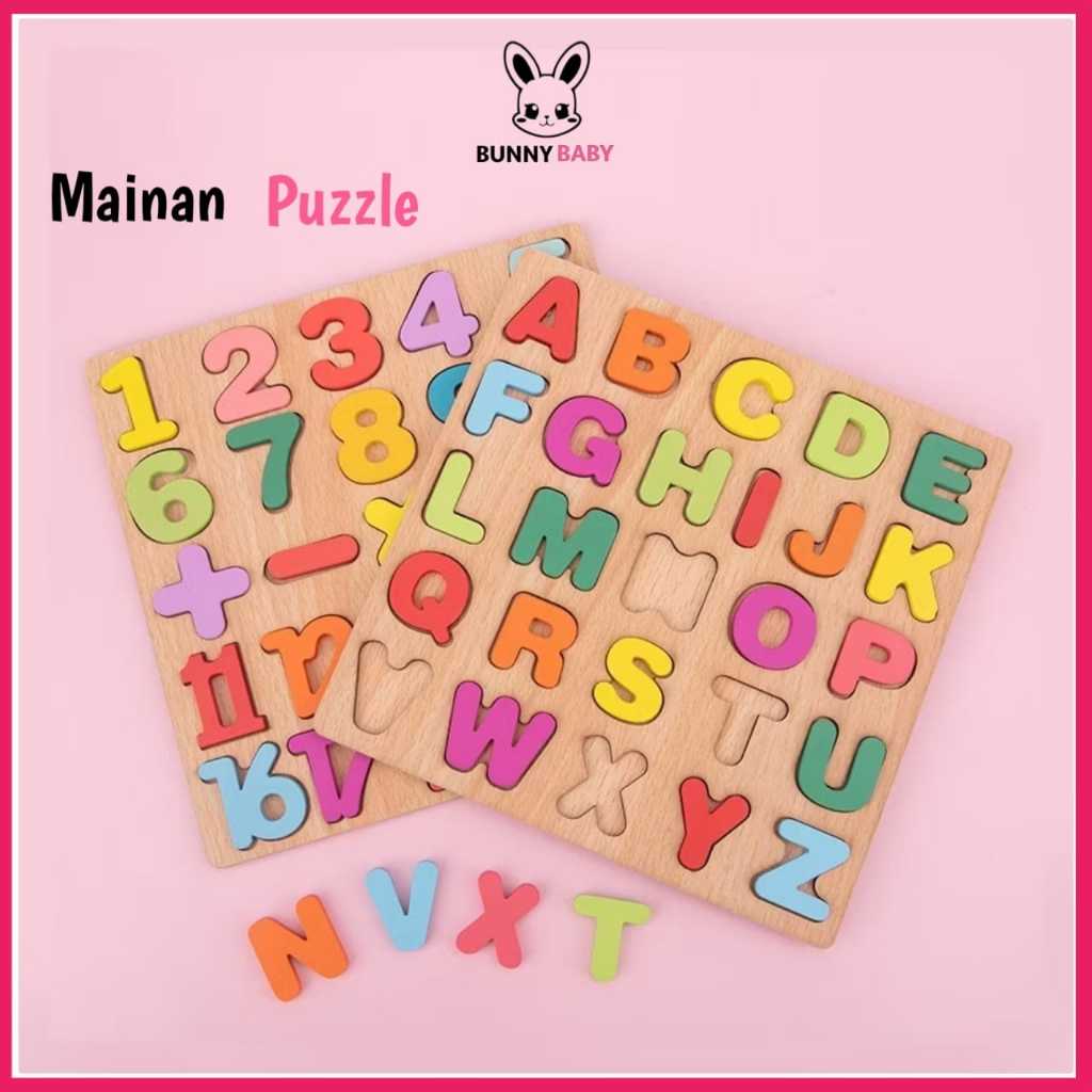 Jual [Bunny Baby] Mainan Puzzle Kayu Edukasi Huruf ABC dan Angka untuk ...