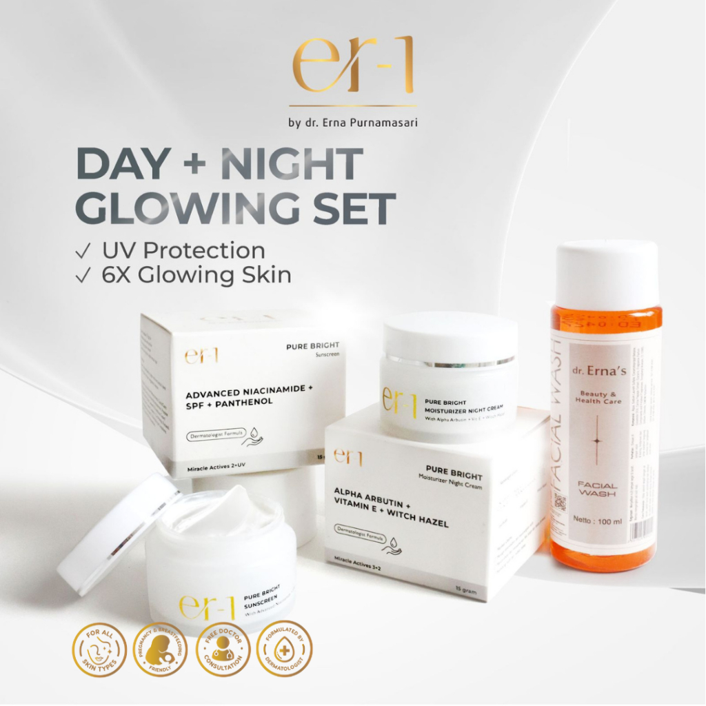 Jual er-1 by dr. Erna Day & Night Cleanser Glowing Set 3 Pcs - Paket ...