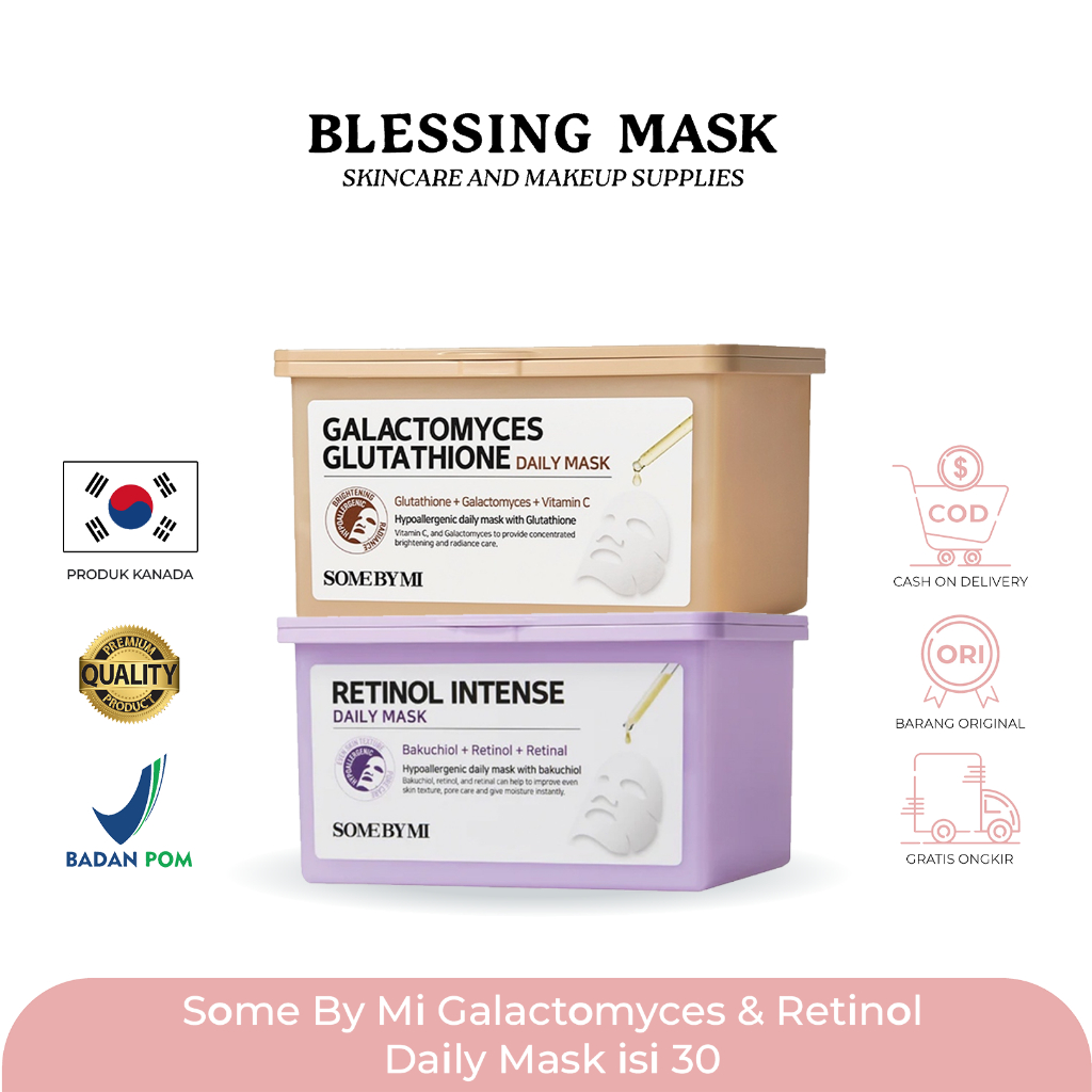 Jual SOME BY MI GALACTOMYCES / RETINOL GLUTATHIONE DAILY MASK (30pcsin1 ...