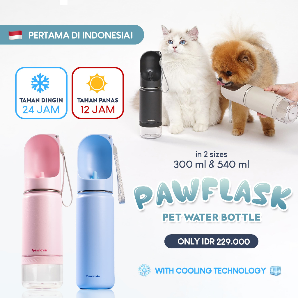 Jual Pawlovin - Pawflask Pet Water Bottle Tahan Dingin Panas / Botol Hewan 300ml & 540ml ...