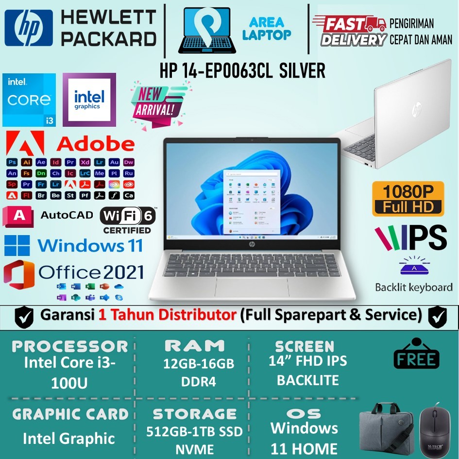 Jual Laptop Slim Baru HP 14 Intel Core i3 100U Ram 16GB 1TB SSD FHD IPS ...