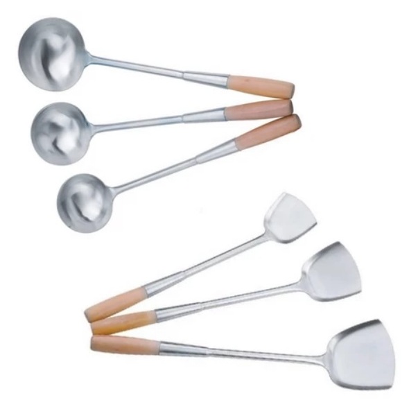 Jual Spatula Sodet Sutil Stainless GAGANG KAYU / Sendok Sup Sop Irus ...