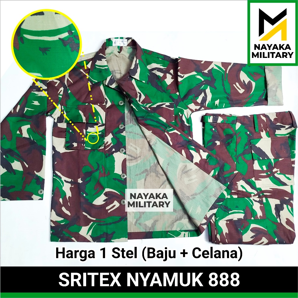Jual 4 Baju PDL TNI AD Sritex Nyamuk 888 Nayaka Military Seragam ...