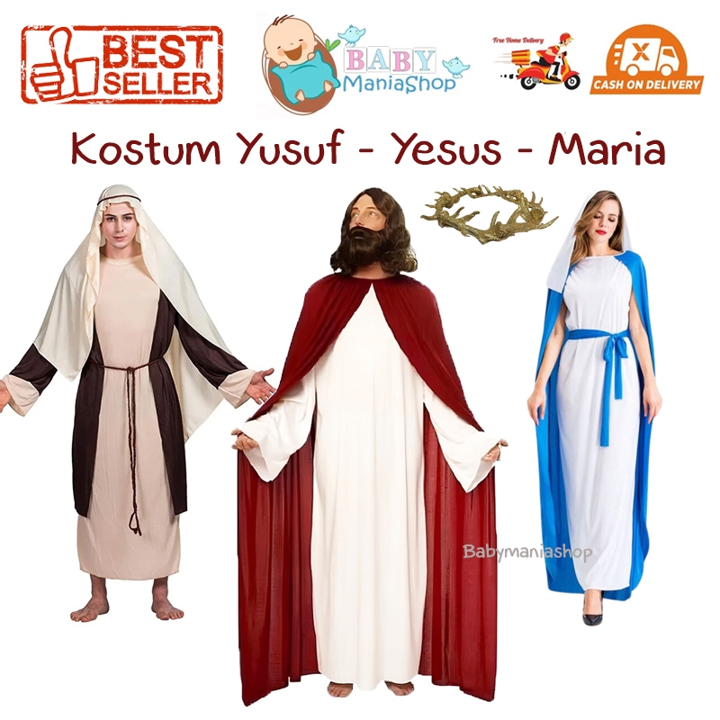 Jual Kostum Yesus Yusuf Maria Natal Paskah Keluarga Kudus Bibble ...