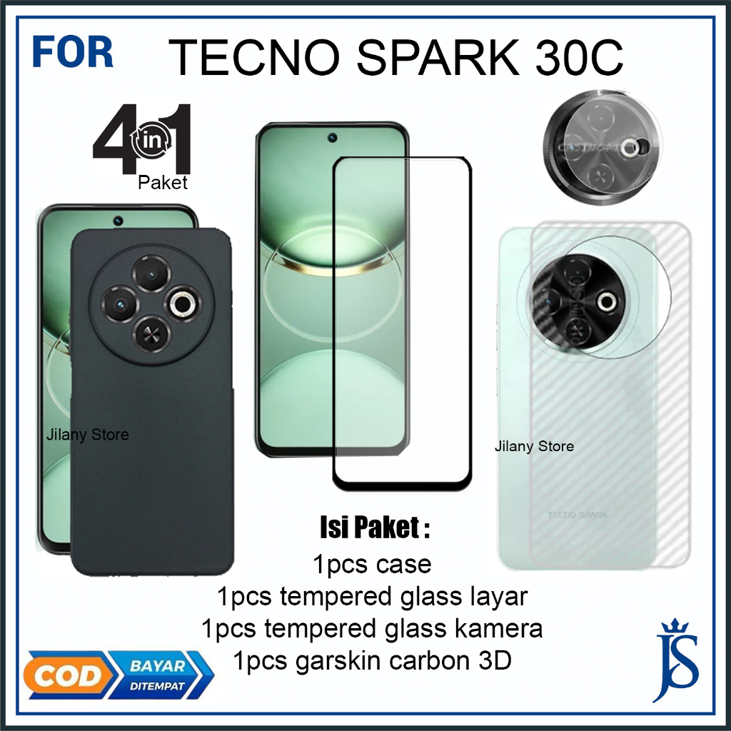 Jual Paket Komplit 4in1 Case Tecno Spark 30C Softcase sockproof Protect Camera Casing | Shopee ...