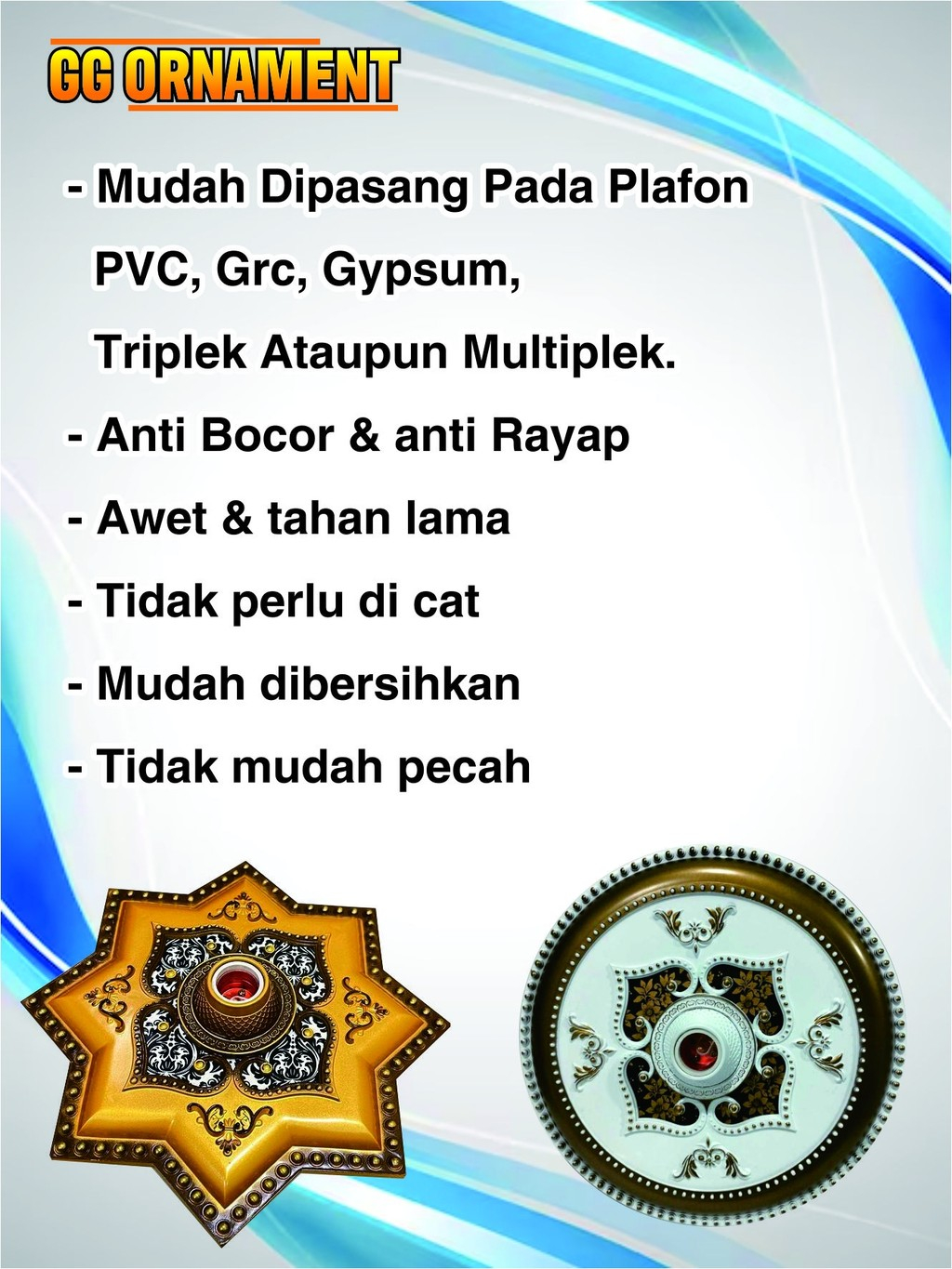 Jual Hiasan Lampu Plafon PVC - Gypsum - GRC - Triplek Tahan Air dan ...