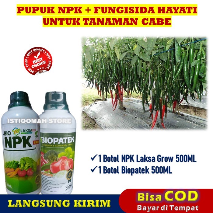 Jual 1 BIOPATEK Fungisida & 1 NPK LAKSA GROW Pupuk NPK Cair Obat Cabe ...