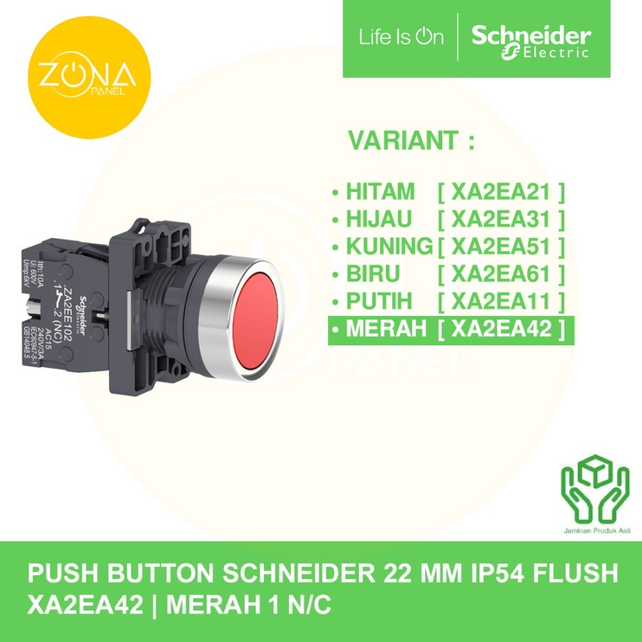 Jual PUSH BUTTON SCHNEIDER FLUSH MERAH 1 NC 22MM IP54 XA2EA42 | Shopee ...