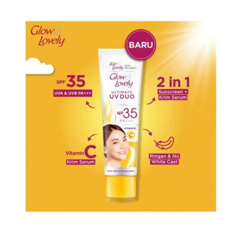 Jual Glow & Lovely Sunscreen Ultimate UV Duo Vitamin C SPF 35 Pa+++ 40g|20g | Shopee Indonesia