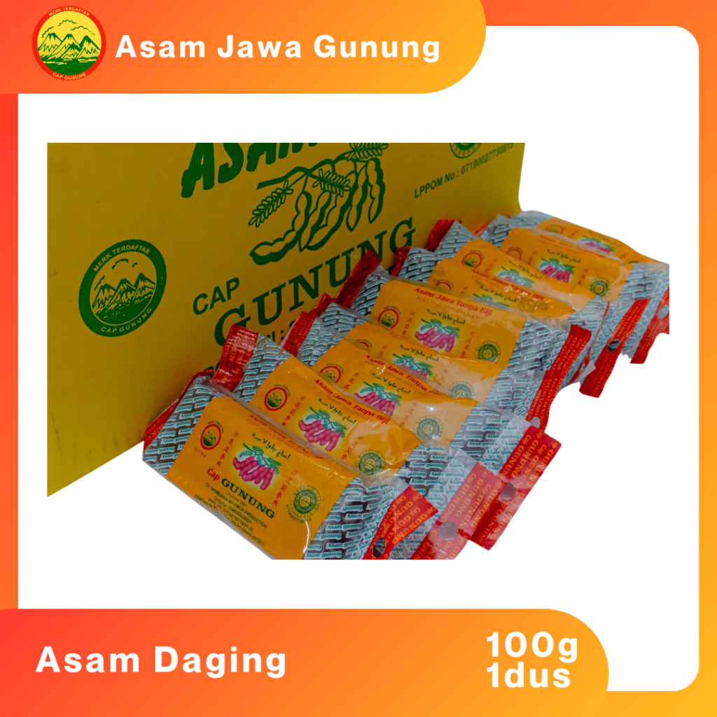 Jual ASAM JAWA TANPA BIJI CAP GUNUNG / ASAM JAWA MADURA @100 GRAM 1 DUS ...
