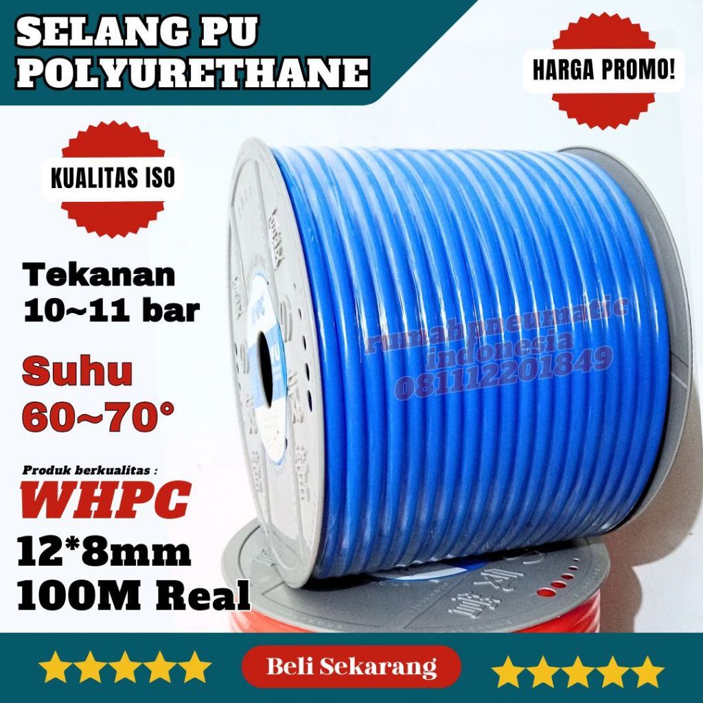 Jual 1 ROLL SELANG PU TUBING SELANG ANGIN PNEUMATIC UKURAN 12x8mm ...