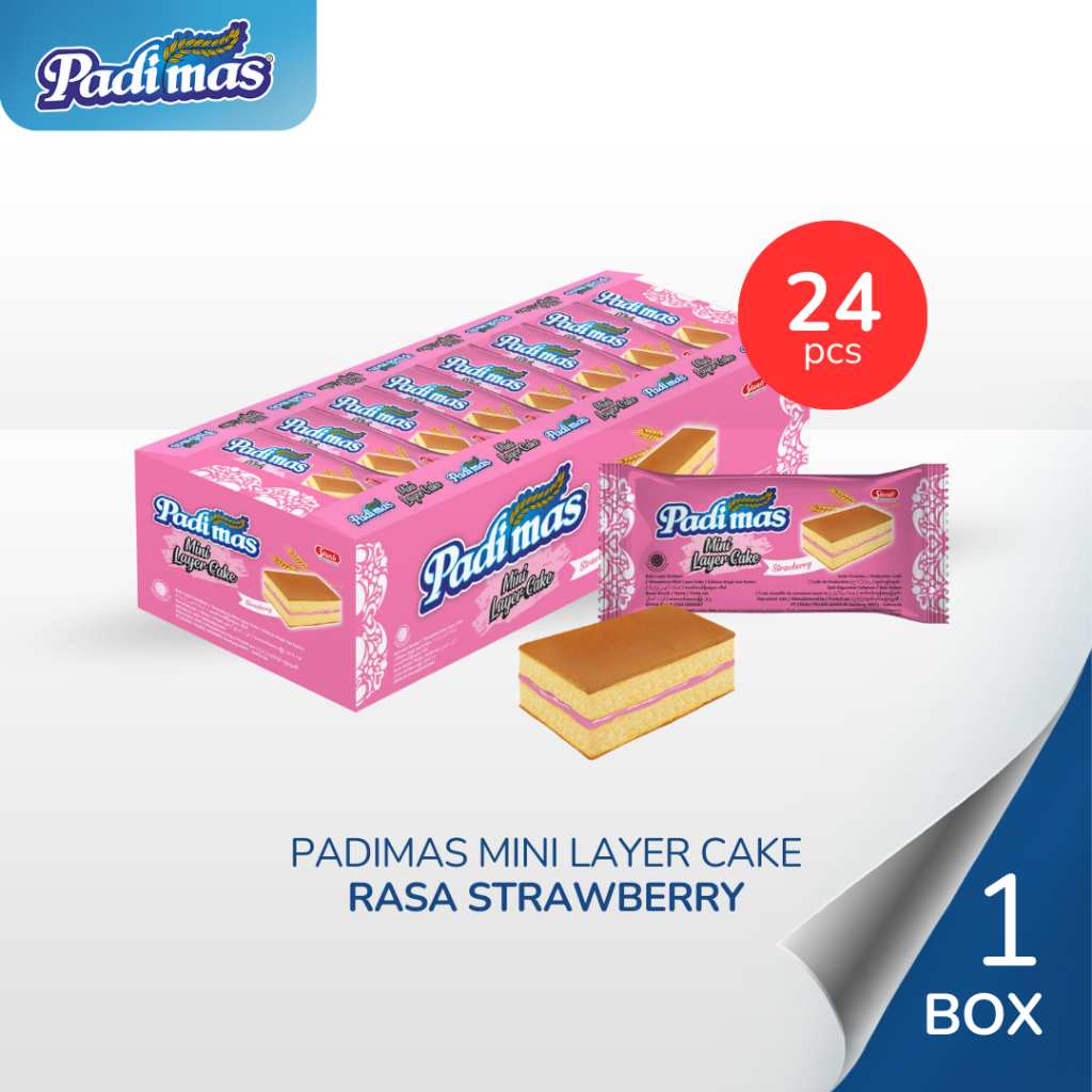 Jual Padimas Mini Layer Cake (Bolu Lapis) Strawberry 9g - Box isi 24pcs ...