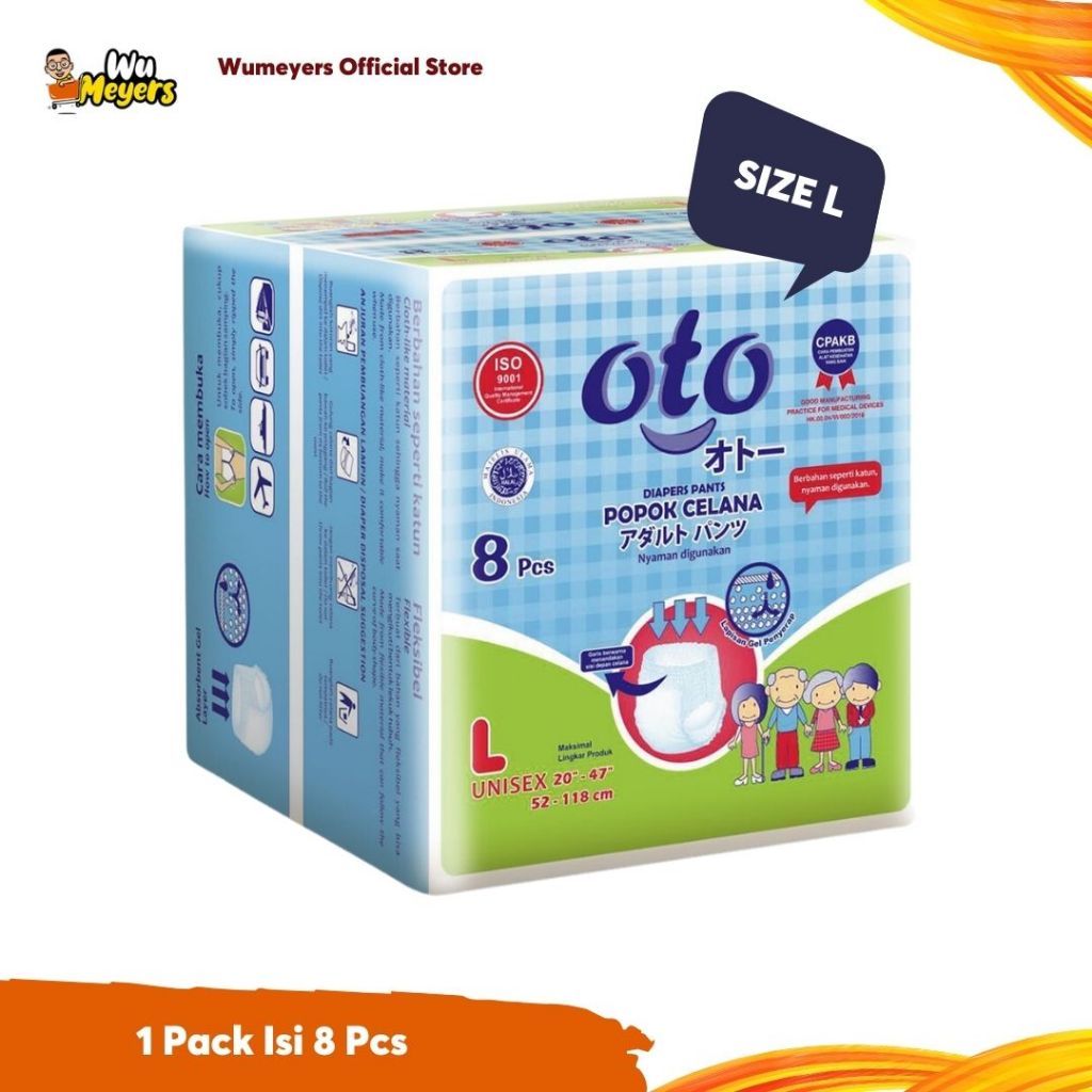 Jual OTO Diapers Adult Pants - Popok Dewasa Model Celana Ukuran L Isi 8 pcs | Shopee Indonesia