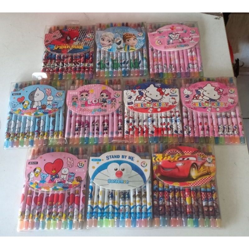 Jual CRAYON PUTAR KARAKTER ISI 12 WRNA | Shopee Indonesia