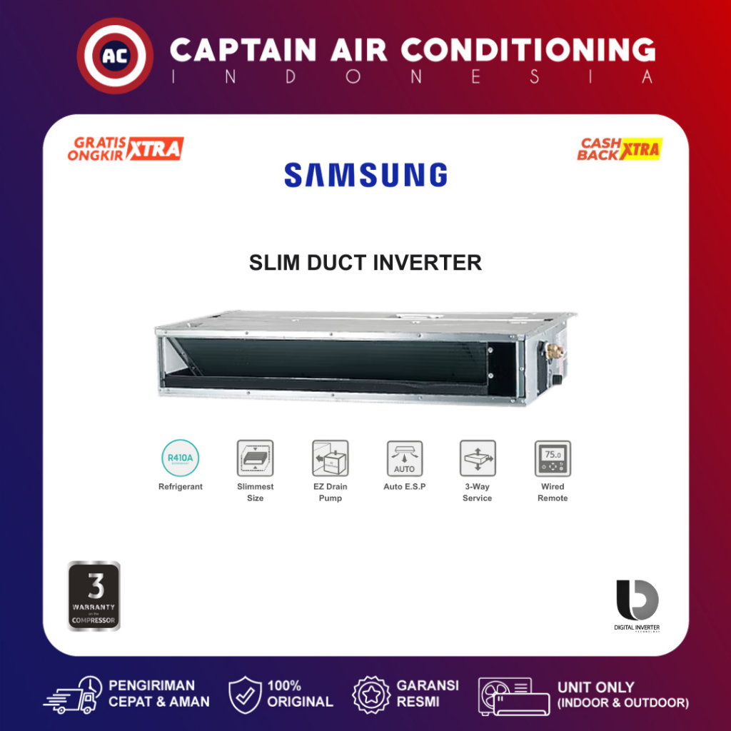 Jual SAMSUNG AC Slim Duct Inverter AC035TNLD 1.5 PK (1 Phase) | Shopee ...