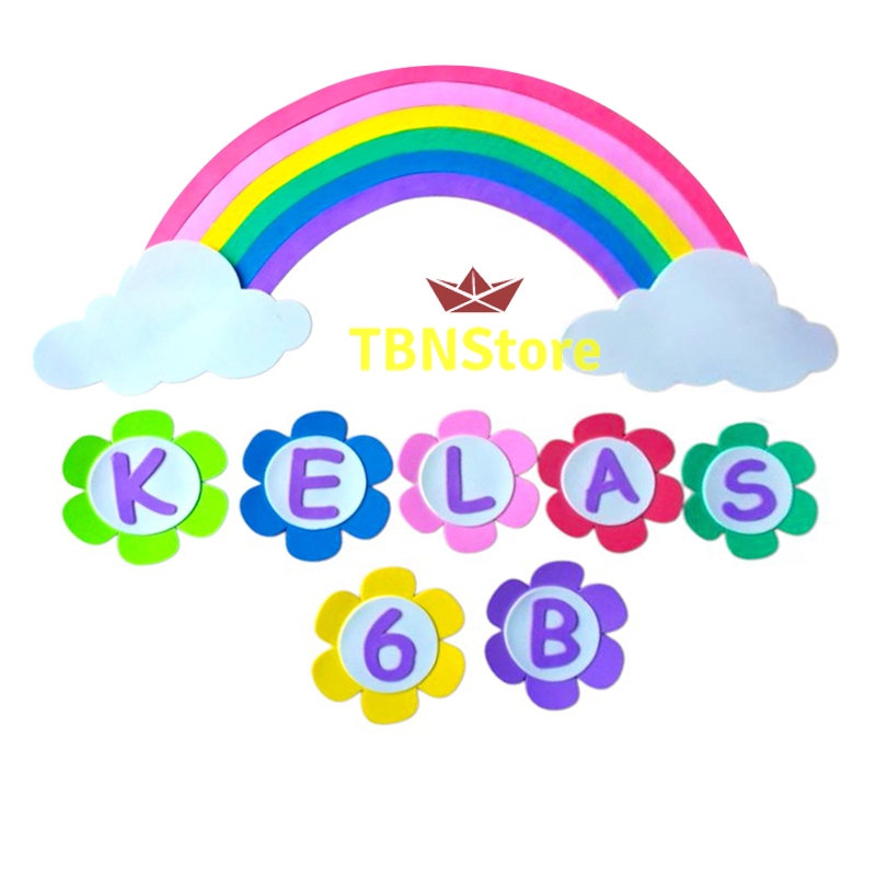 Jual Hiasan Dinding Pintu Kelas Custom Tulisan, Pelangi & Awan, (35x90 cm) Sekolah pojok baca ...